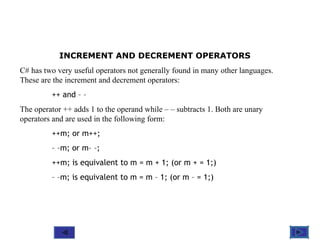 Operators and Expressions in C# | PPT