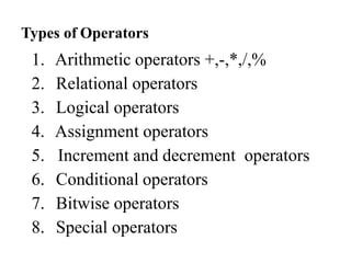 operators.pptx | Programming Languages | Computing