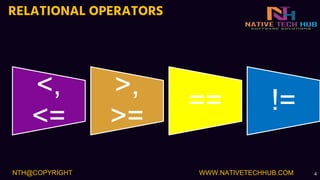 Operators.pptxWhile statement For statement Nested loops Special statement: Break Continue Pass ...