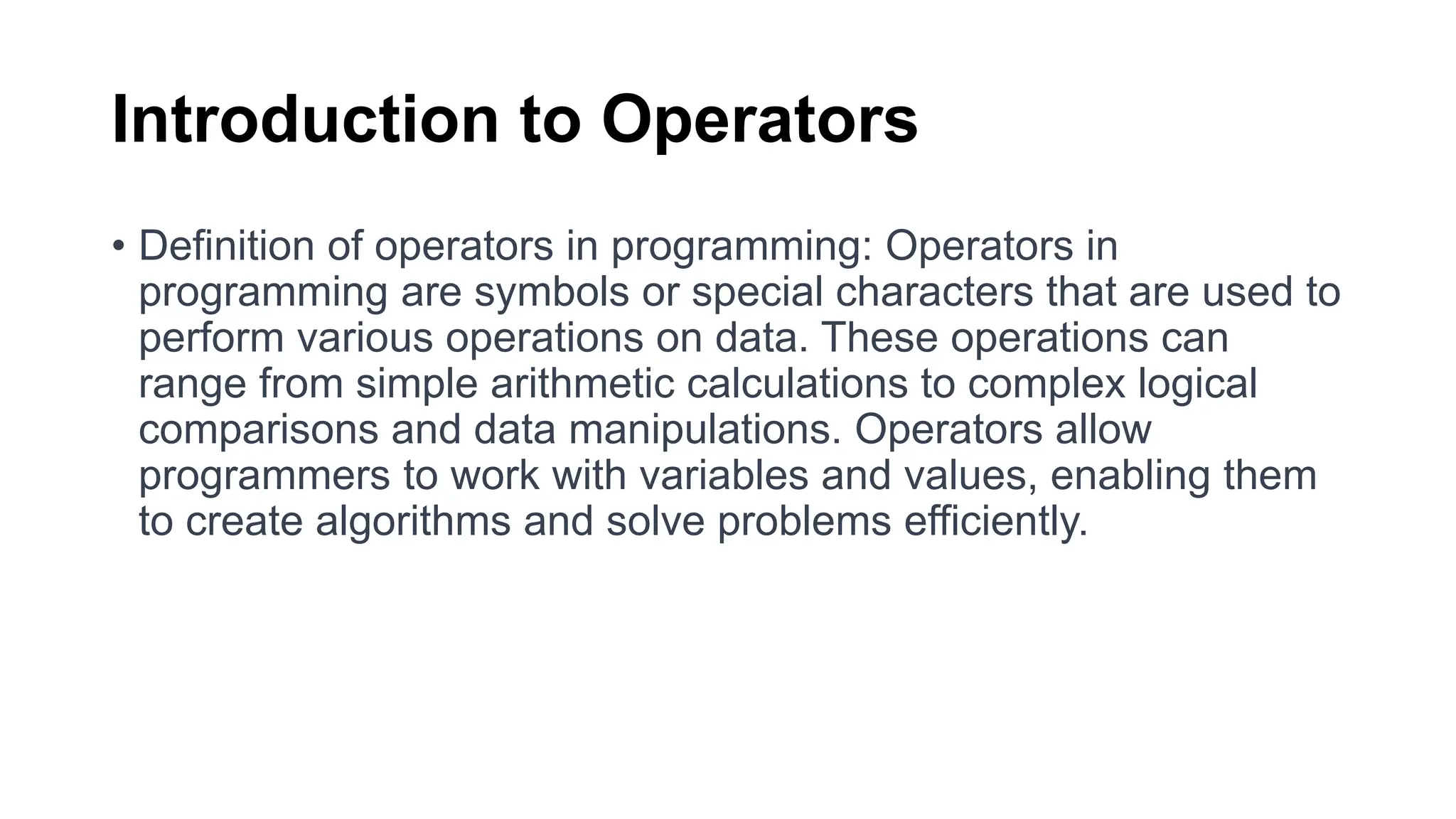 Operators1.pptx | Programming Languages | Computing