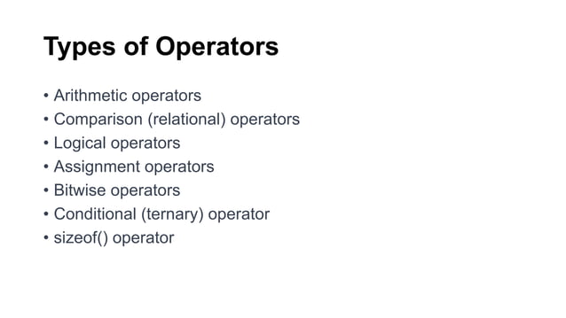 Operators1.pptx | Programming Languages | Computing