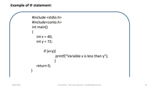 Operators and Conditional statements in C | PPTX Operators and Conditional statements in C | PPTX