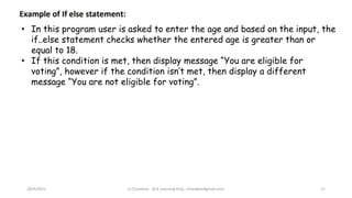 Operators and Conditional statements in C | PPTX