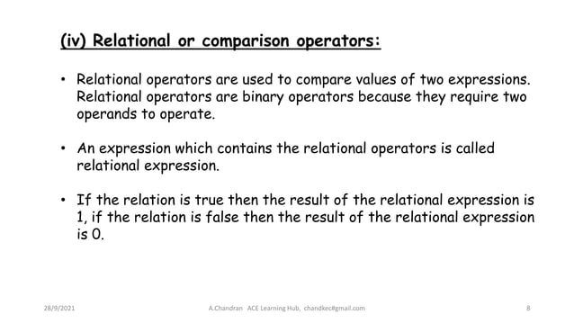 Operators and Conditional statements in C | PPTX Operators and Conditional statements in C | PPTX