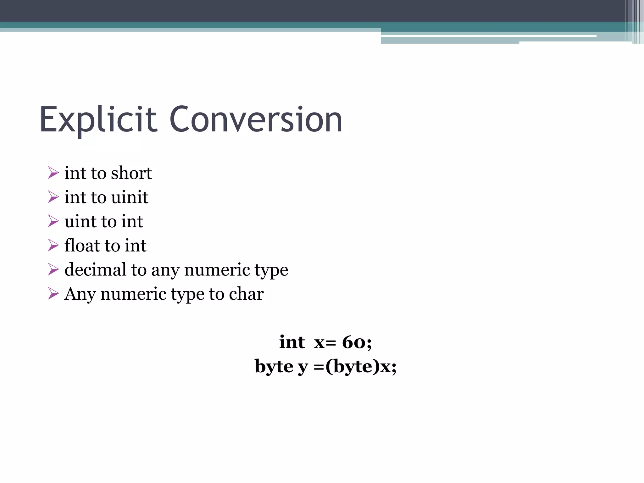 Operators and expression in c# | PPTX