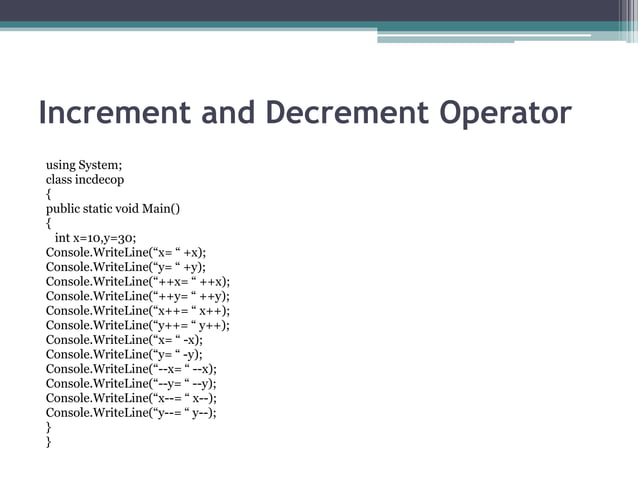 Operators and expression in c# | PPT