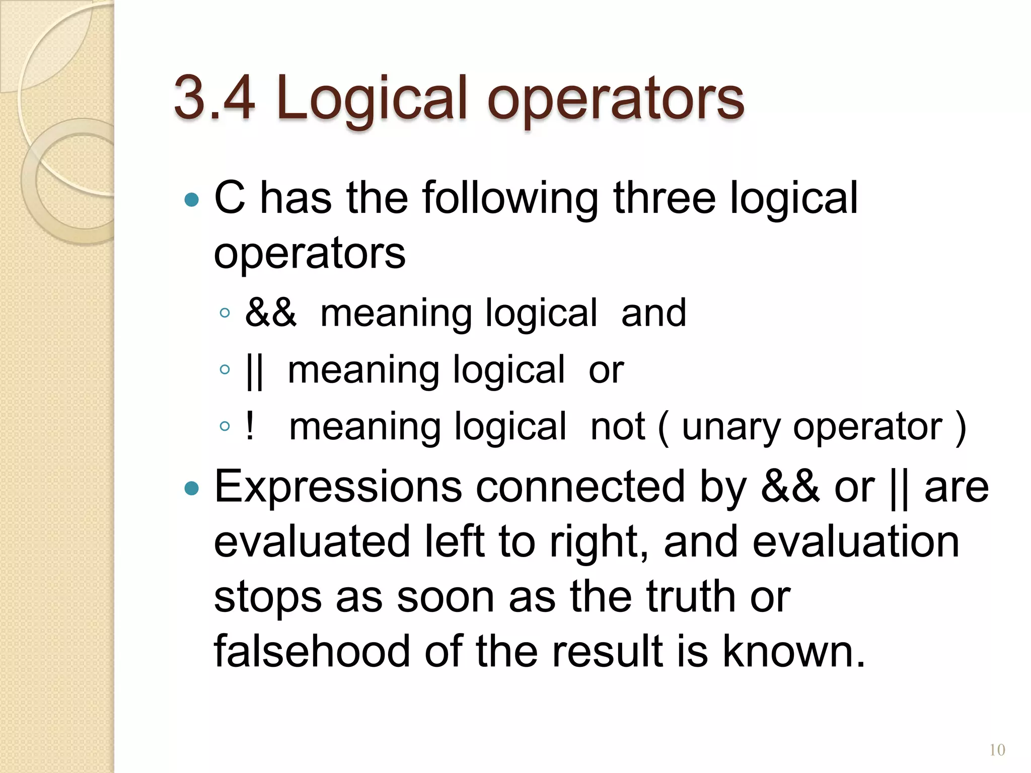 Operators and expressions | PPT