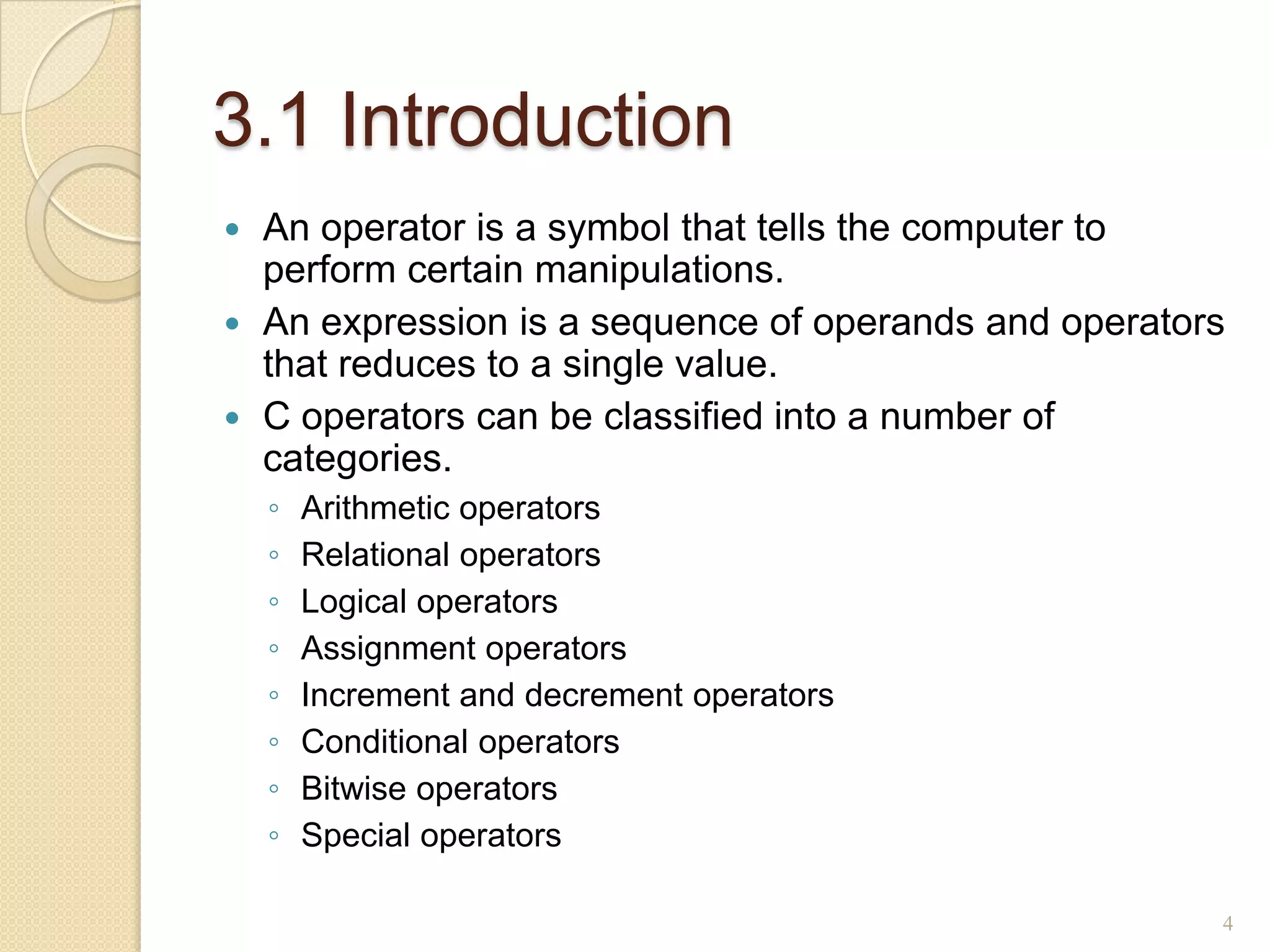 Operators and expressions | PPTX
