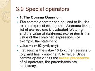 Operators and expressions | PPTX