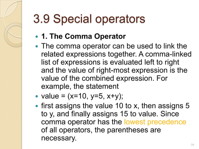 Operators and expressions | PPTX | Web Development | Internet