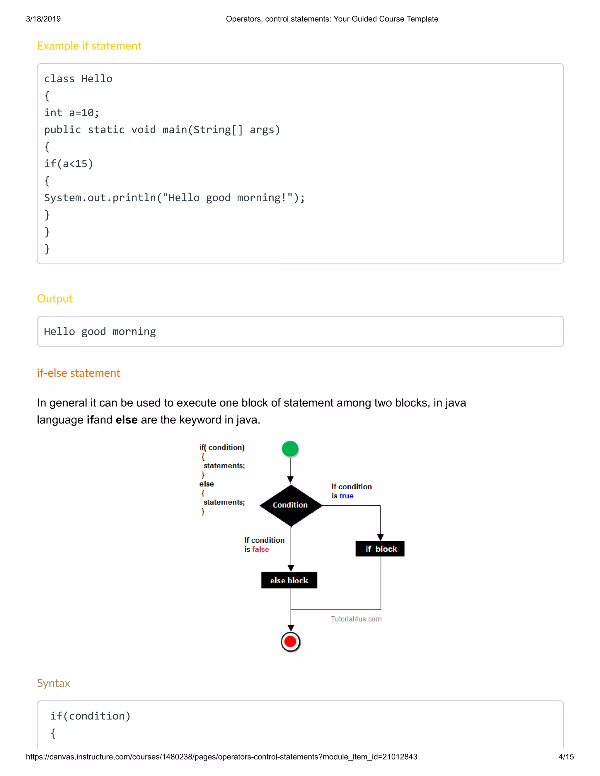 Operators, control statements represented in java | PDF