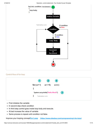 Operators, control statements represented in java | PDF