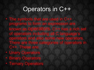 Operators in C++ | PPT