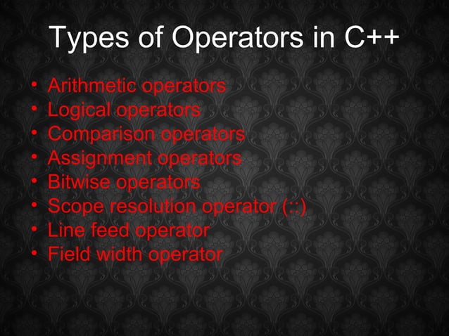 Operators in C++ | PPT