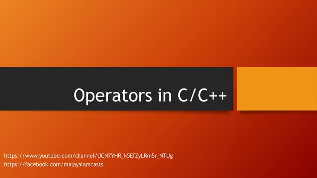 Operators in C/C++ | PPT