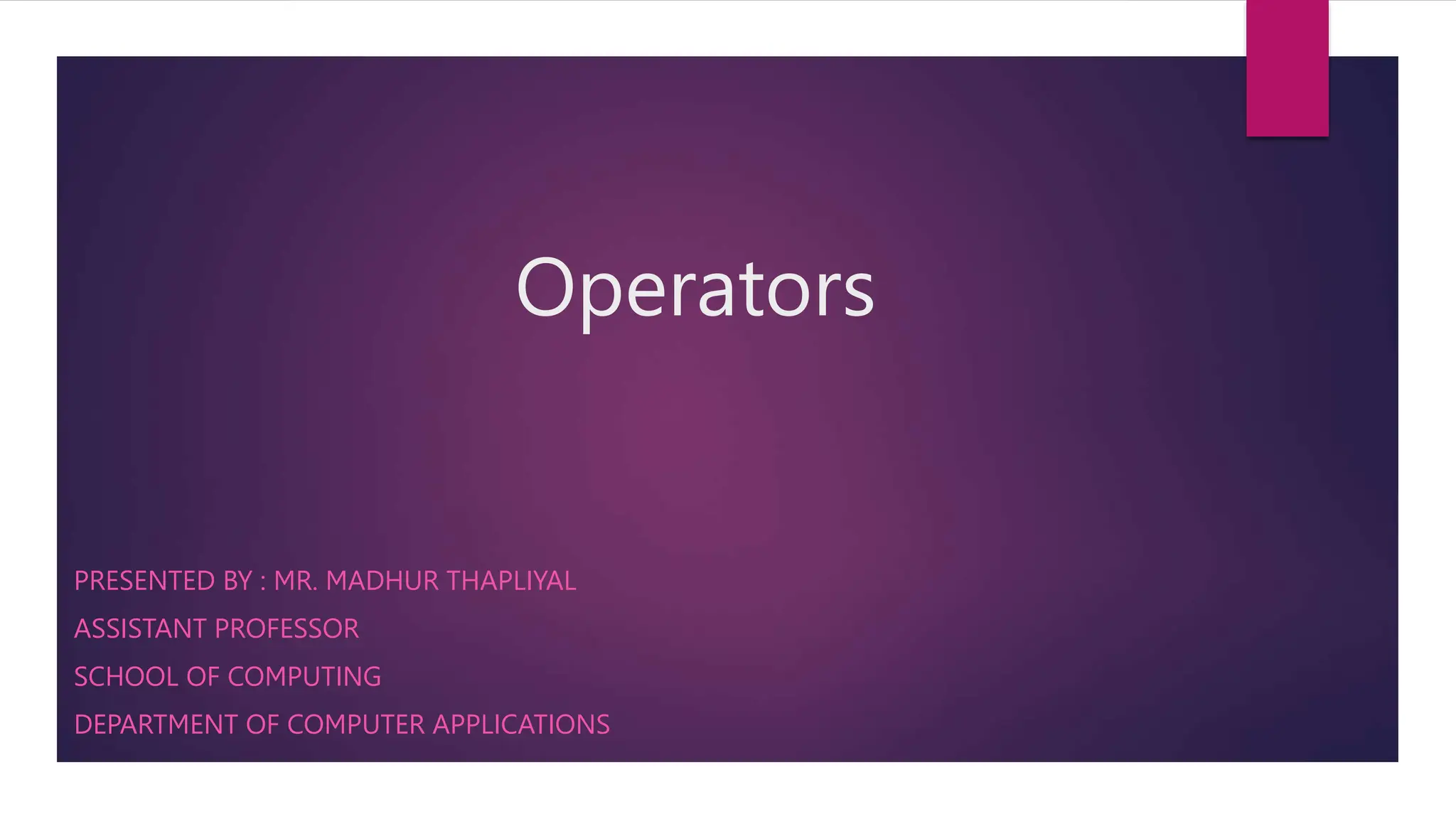 This slide contains information about Operators in C.pptx