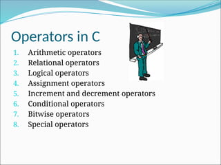 Basic operators and it's types in c languages | PPTX