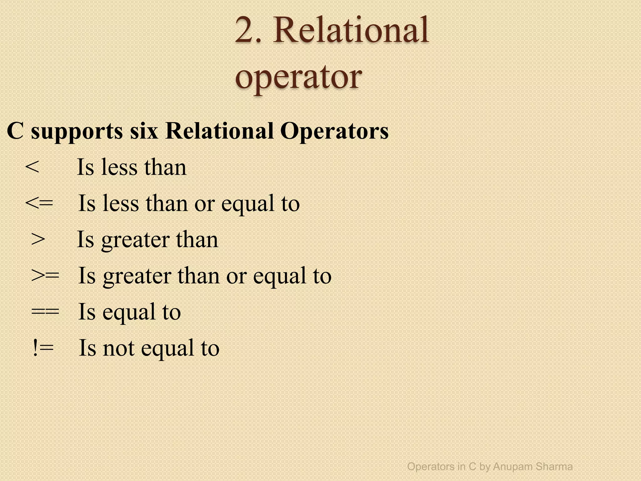 Operators in c by anupam | PPT