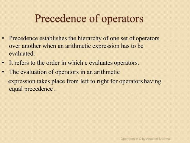 Operators in c by anupam | PPT