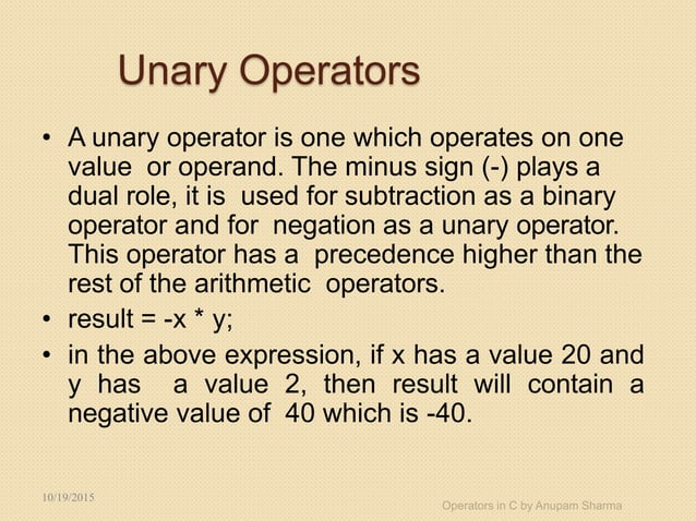 Operators in c by anupam | PPT