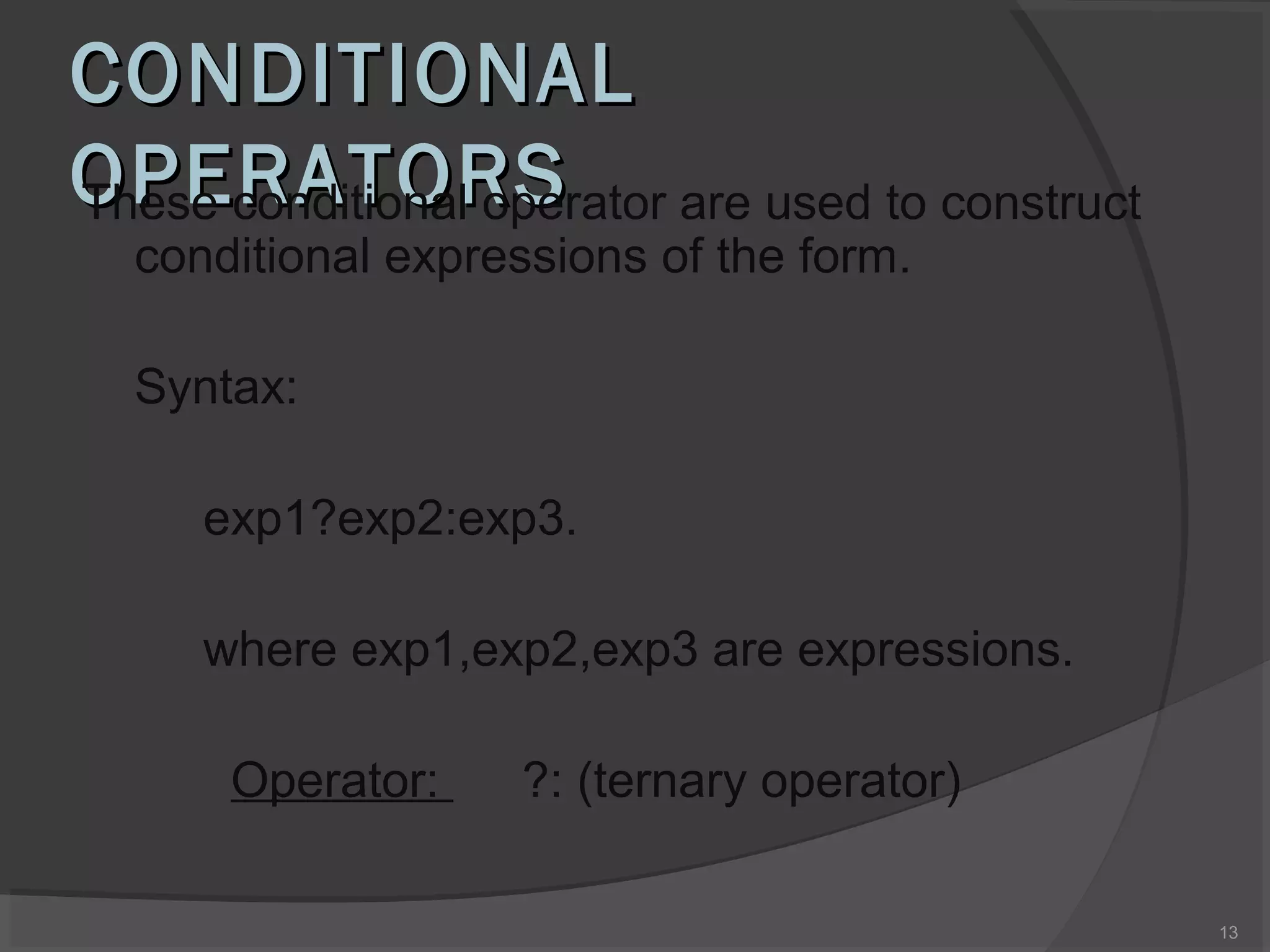 Operators In C Language Ppt