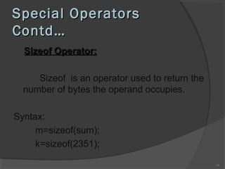 Operators in c language | PPT | Programming Languages | Computing