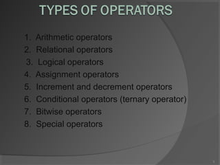 Operators in c language | PPT