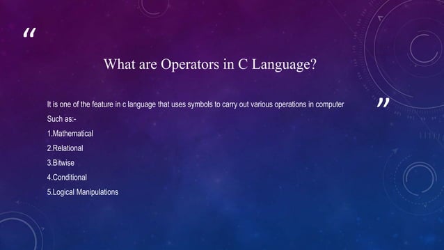 Operators In C Language Pptx