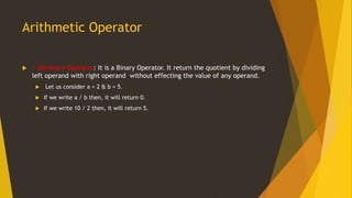 Operators in C & C++ Language | PPTX