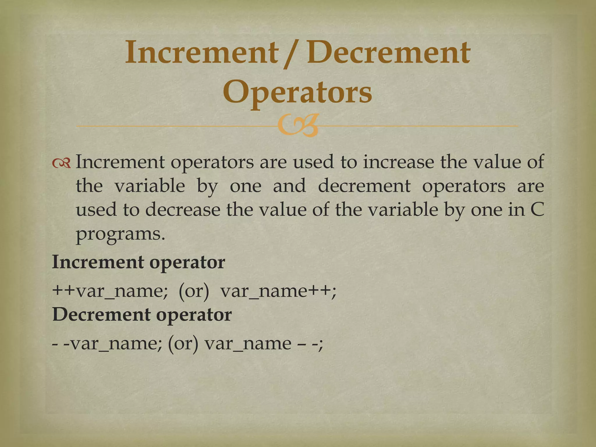 Operators In C Programming | Pdf