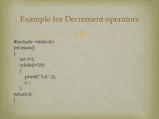 Operators in c programming | PPT