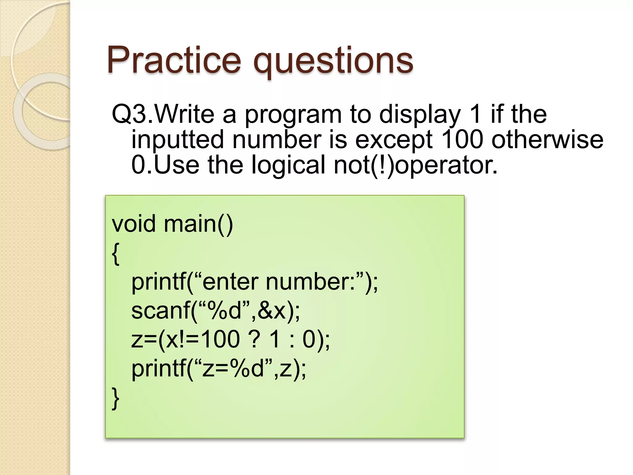 Operators and expressions in c language | PPTX