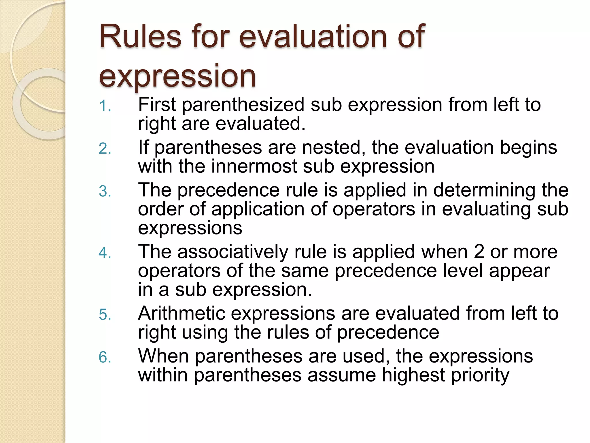 Operators and expressions in c language | PPTX
