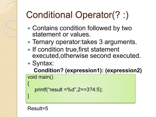 Operators and expressions in c language | PPTX