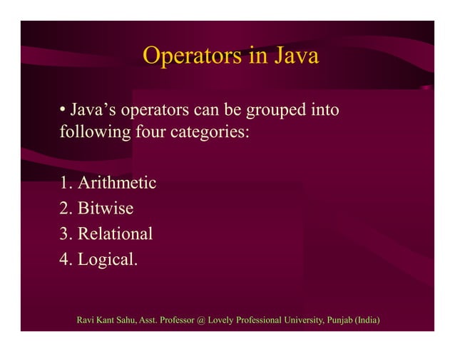 Operators in java | PPT