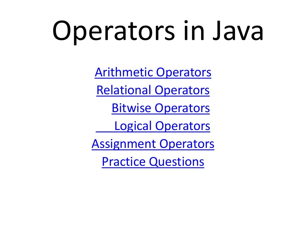 Operators in java