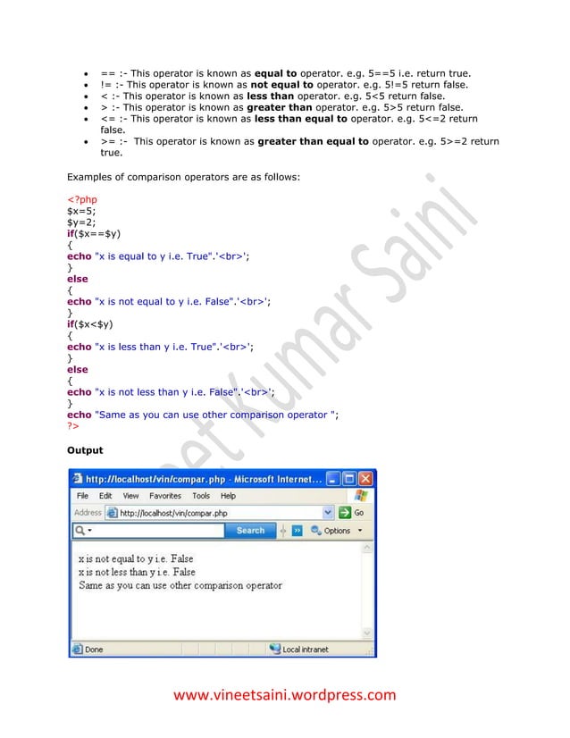 Operators in PHP | PDF