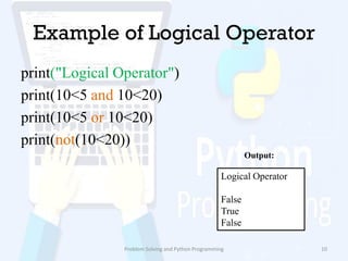 Operators in python | PPT