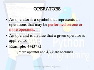 Operators In Python | Ppt