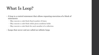 Operators loops conditional and statements | PPTX