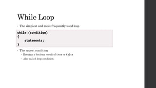 Operators loops conditional and statements | PPTX