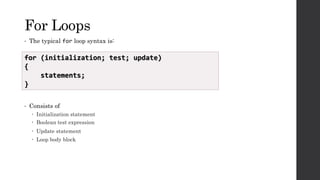 Operators loops conditional and statements | PPTX