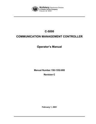 Operator´s Manual, C-5000 Communication Management Controller | PDF