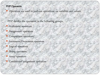 Operators Php | Ppt