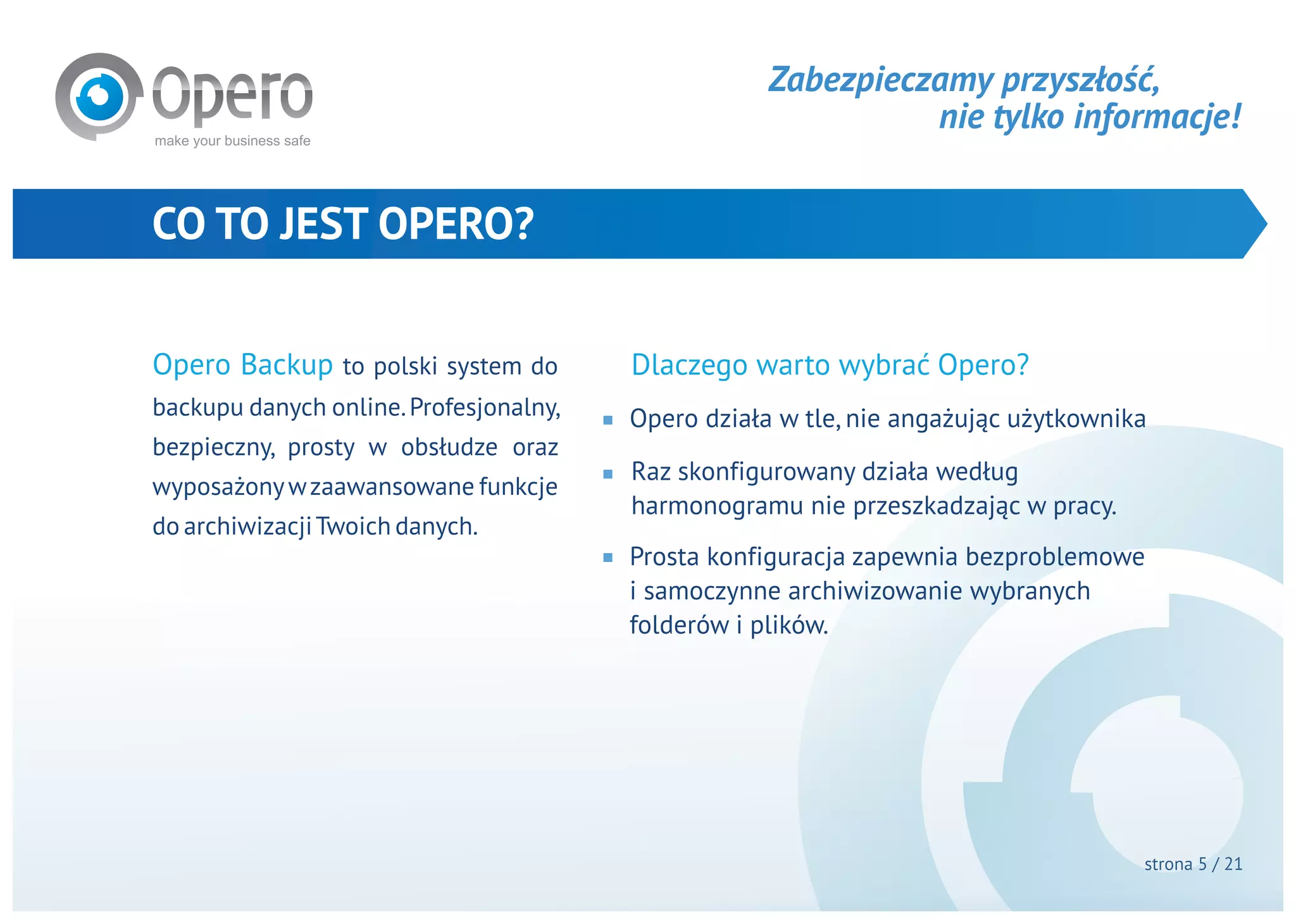 Opero Backup - prezentacja produktu | PPT