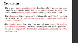 Galactose operon and Histidine operon | PPTX | Chemistry | Science