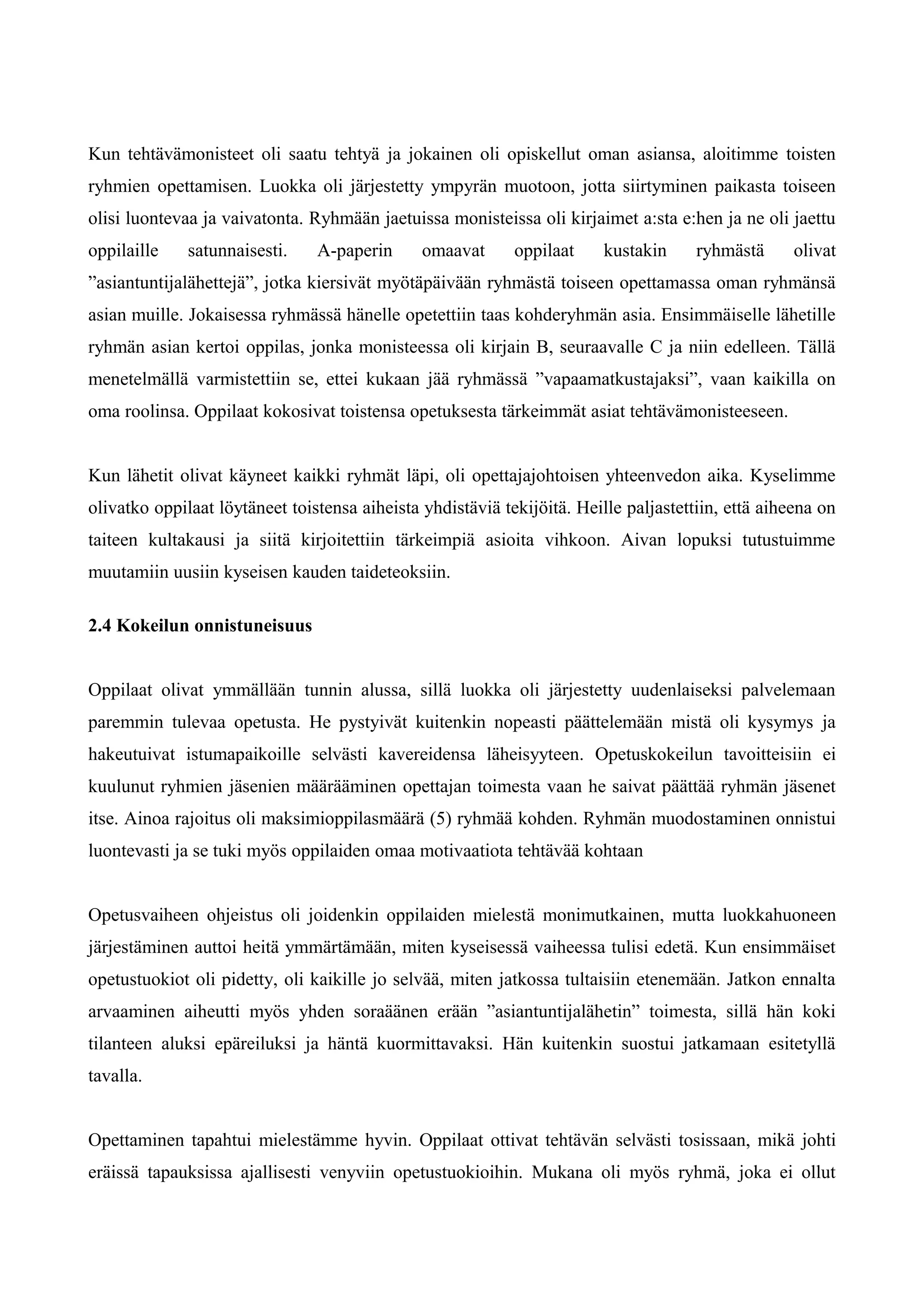 Opetuskokeil Un Raportti | DOC