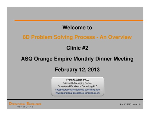 OpEx-8D-Problem-Solving-Process-ASQ-Overview.pdf | Business | Business ...