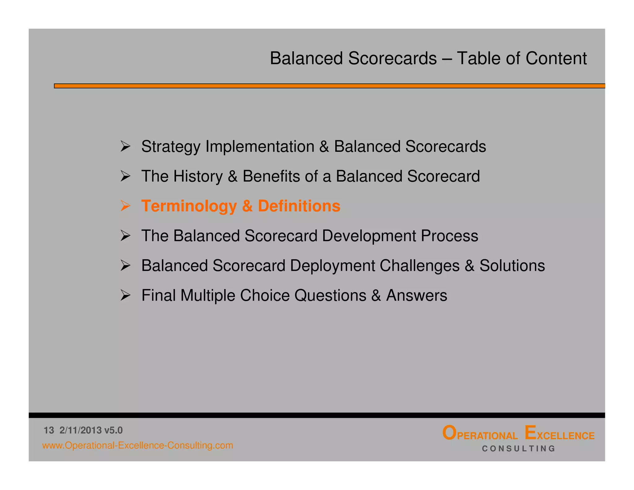 Balanced Scorecard Deployment Process Training Module | PDF