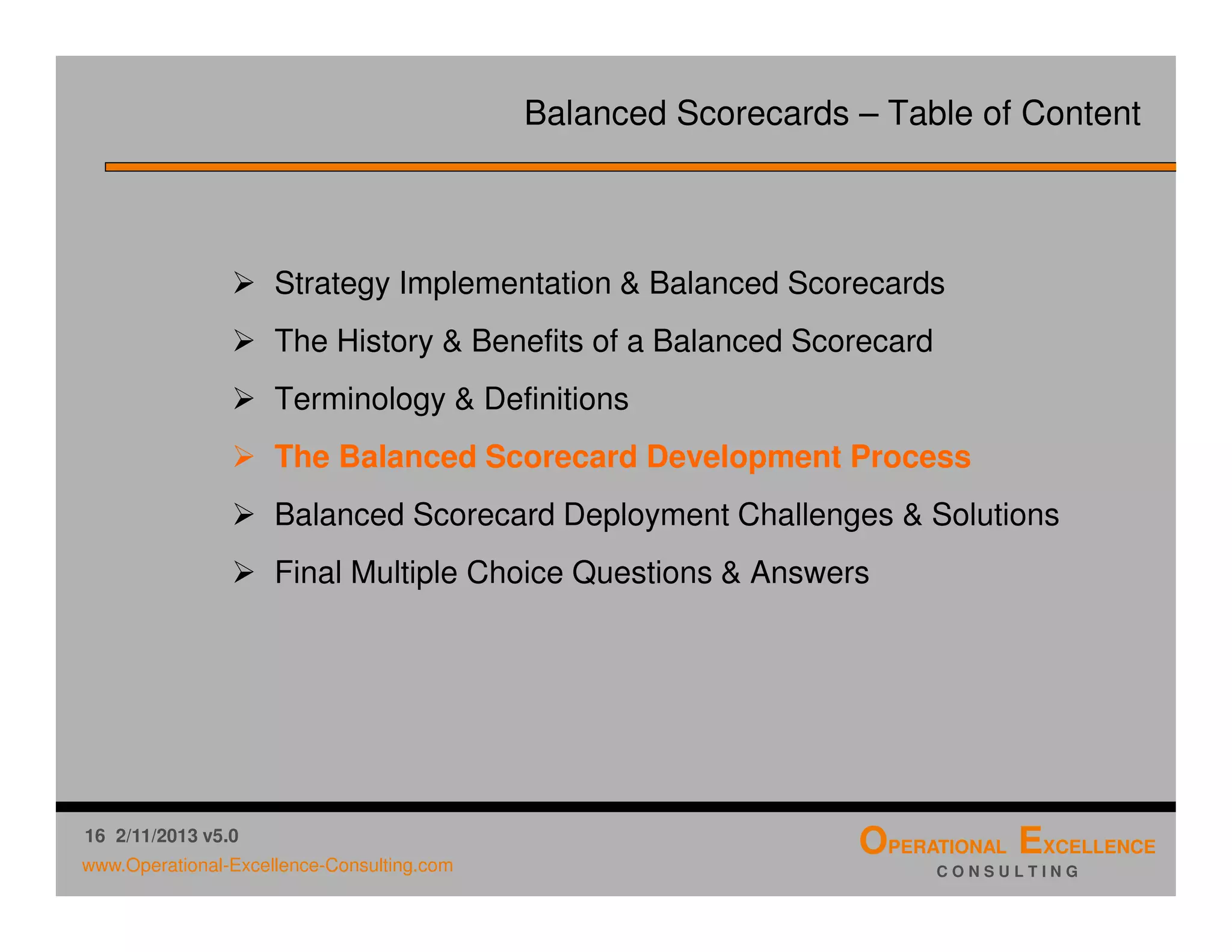 Balanced Scorecard Deployment Process Training Module | PDF